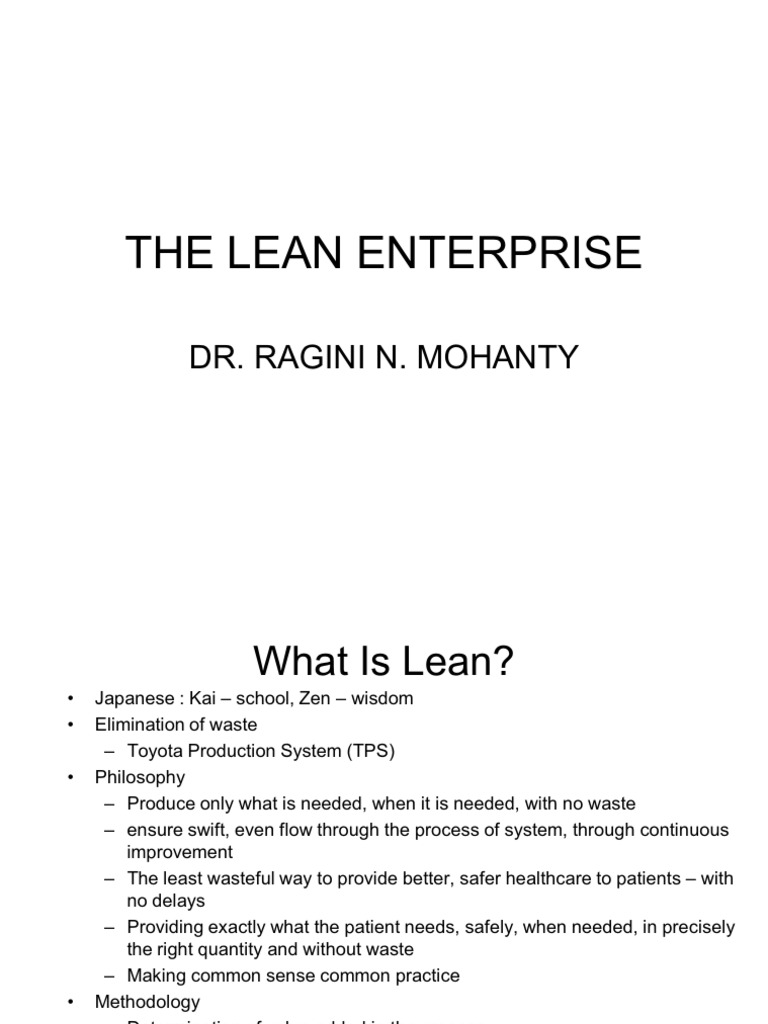 Lect 3c The Lean Enterprise | PDF | Lean Manufacturing | Process ...