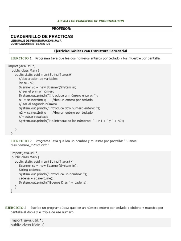 Examen Java Yaya | PDF | Java (lenguaje de programación) | Flujo de control