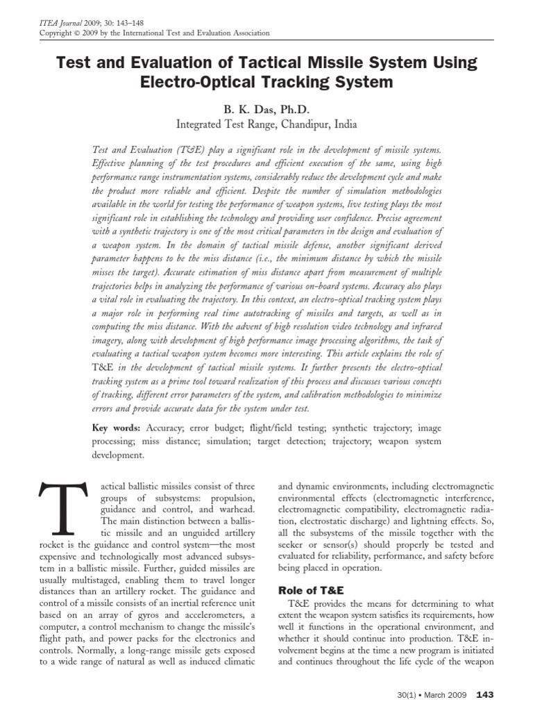 Test and Evaluation of Tactical Missile | PDF | Missile | Simulation