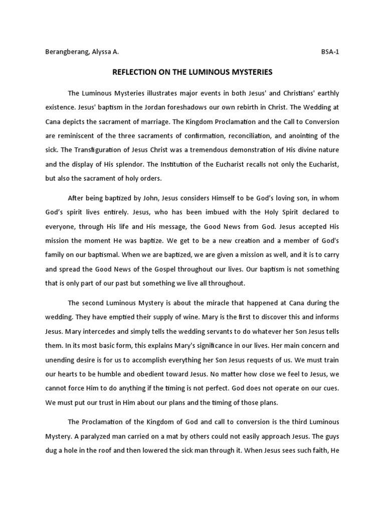 Reflections on the Luminous Mysteries | PDF | Jesus | Baptism
