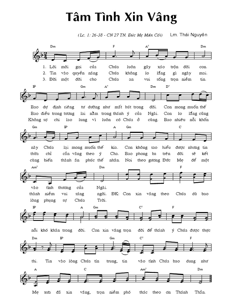 Tam Tinh Xin Vang Chua Nhat 27 Thuong Nien Le Duc Me Man Coi | PDF