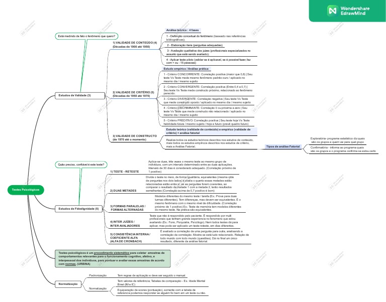 Mapa Mental - Validade Fidedignidade Normatização - Psicometria Por ...