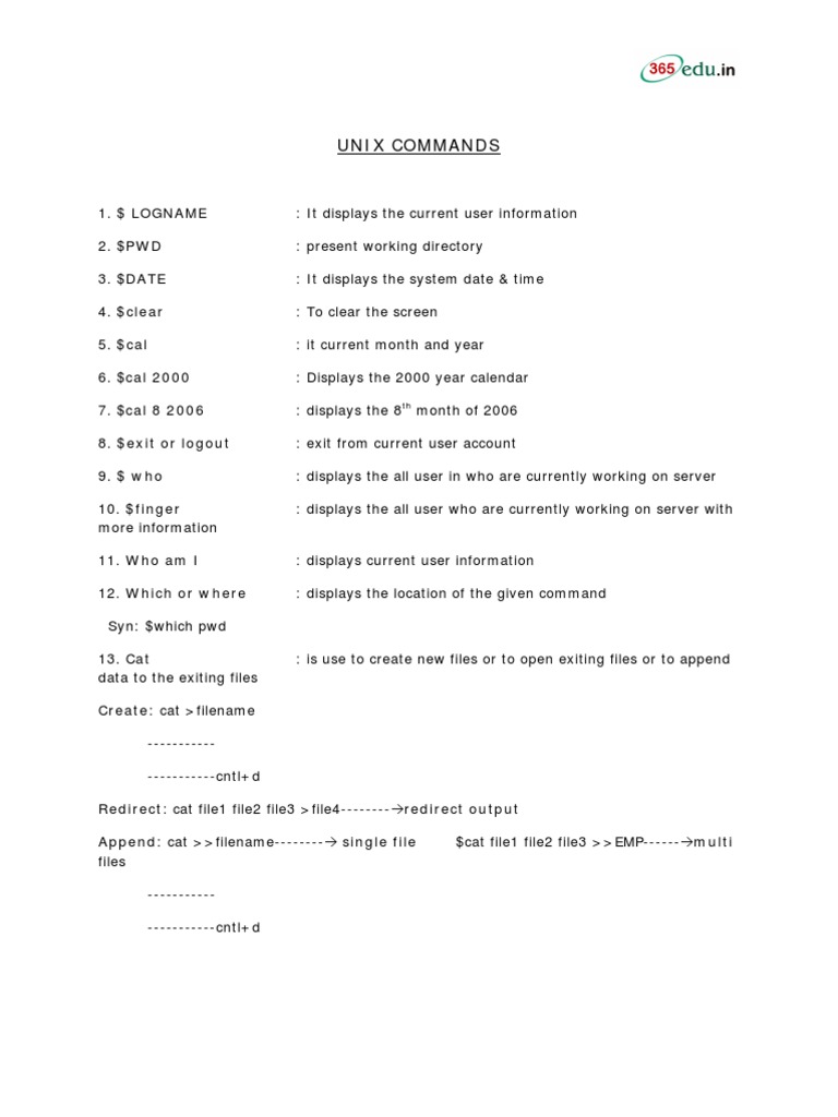 Unix - Commands | PDF | Command Line Interface | Computer File