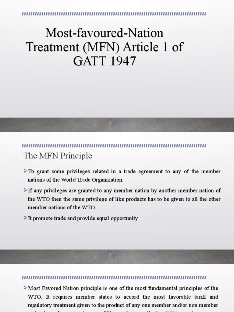Most-favoured-Nation Treatment (MFN) | PDF | Most Favoured Nation ...