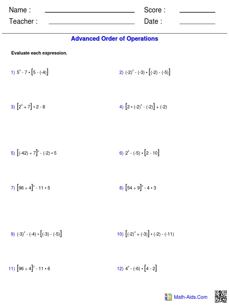 Advanced Bedmas Homework | PDF | Cognition
