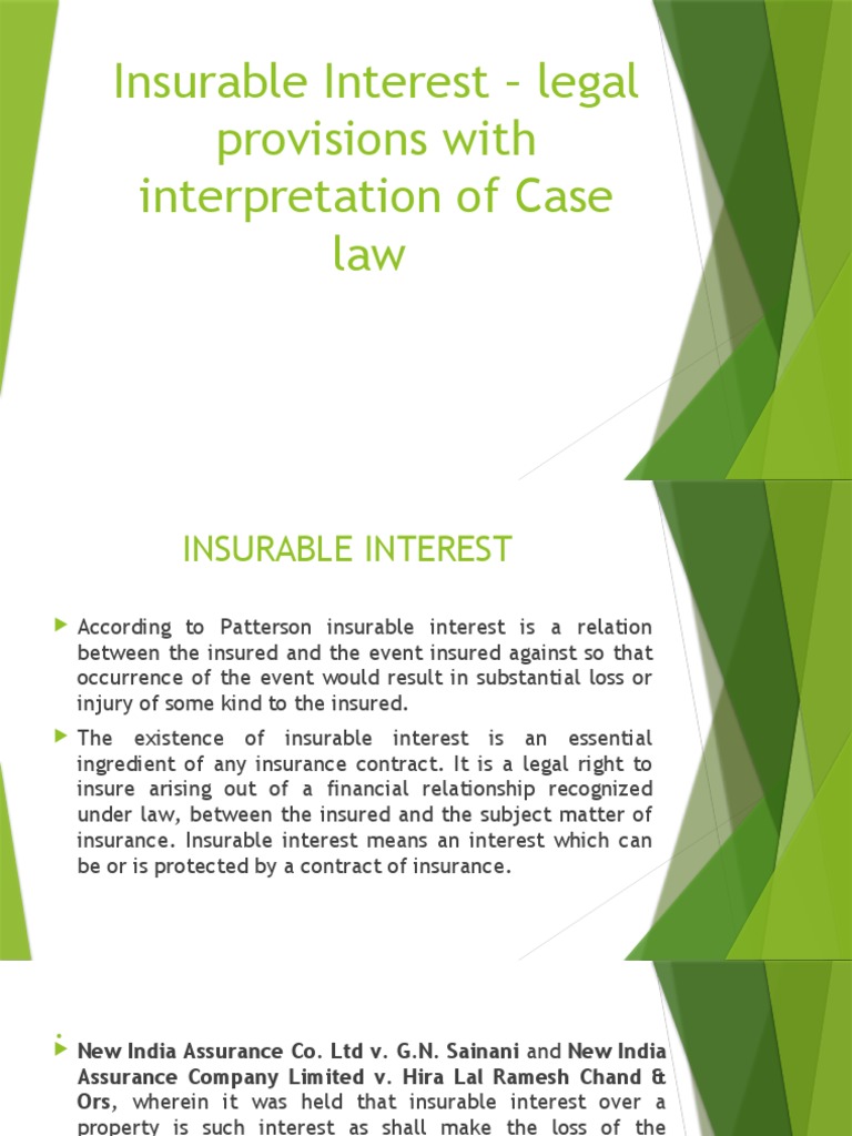 Insurable Interest - Legal Provisions With Interpretation | PDF ...