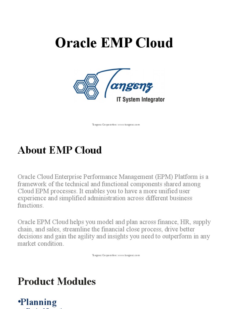 Tangenz EMP Cloud | PDF | Cloud Computing | Oracle Corporation