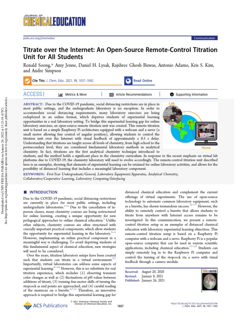 Titrate Over The Internet - An Open-Source Remote-Control Titration ...