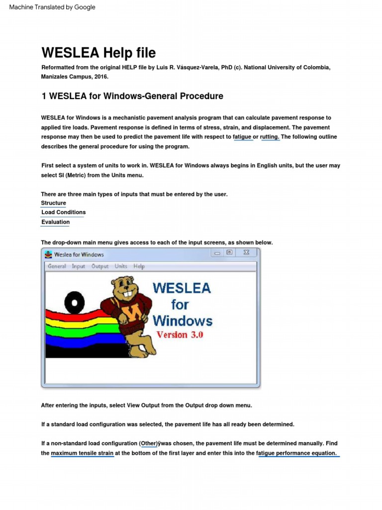 Weslea Help File | PDF | Fatigue (Material) | Stress (Mechanics)