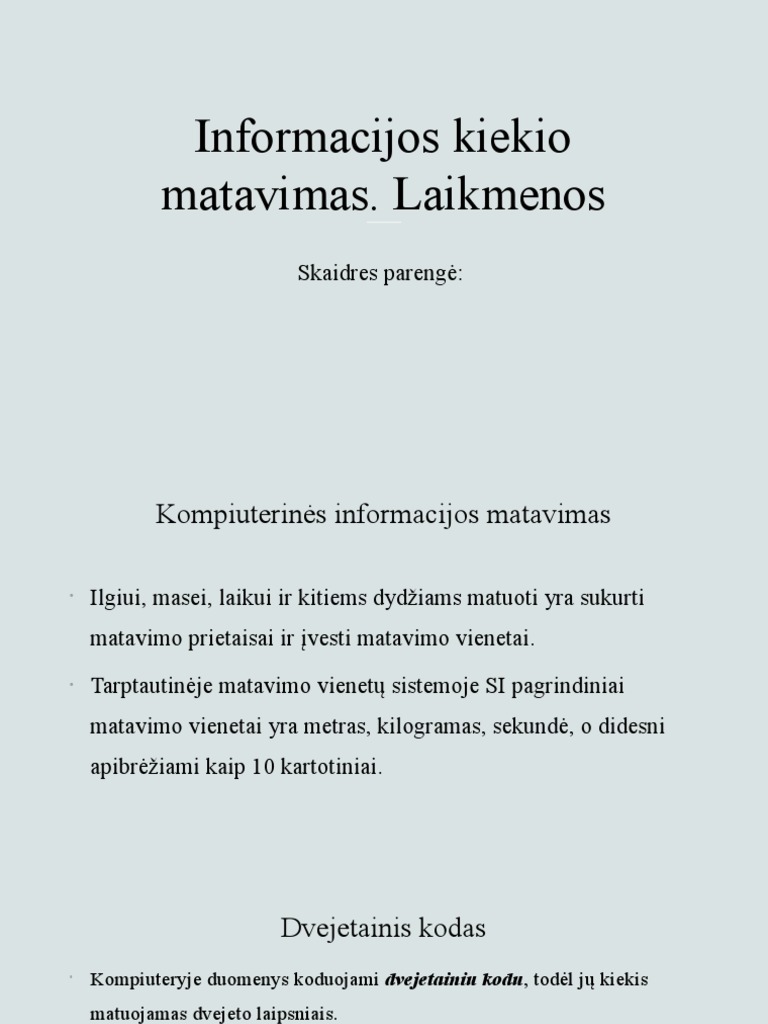 Informacijos Kiekio Matavimas - Laikmenos | PDF