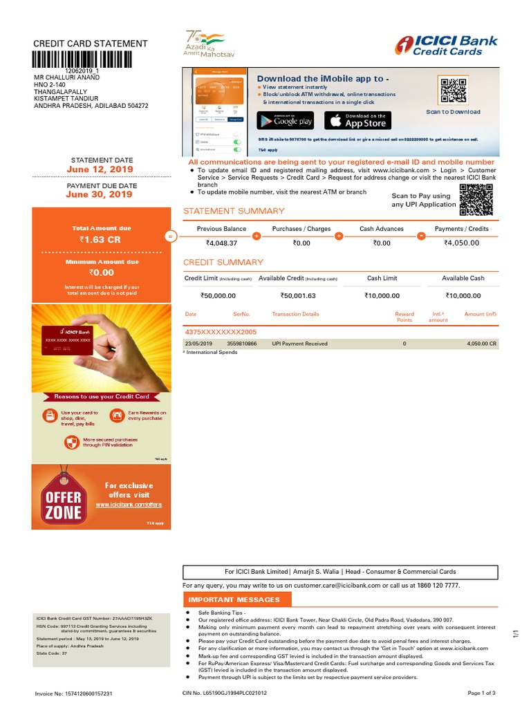 Creditcard Statement | PDF | Credit Card | Payments