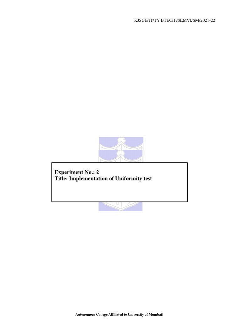 Uniformity Testing of Random Numbers | PDF | Statistical Theory ...