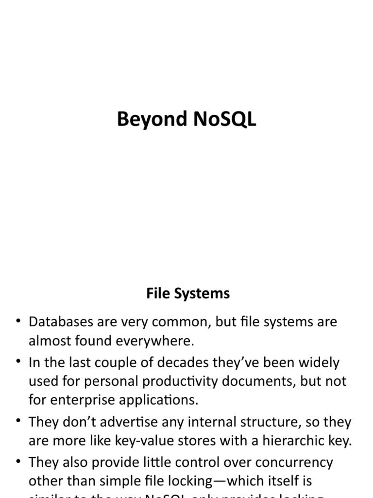 Beyond NoSQL | PDF | Xml | Databases