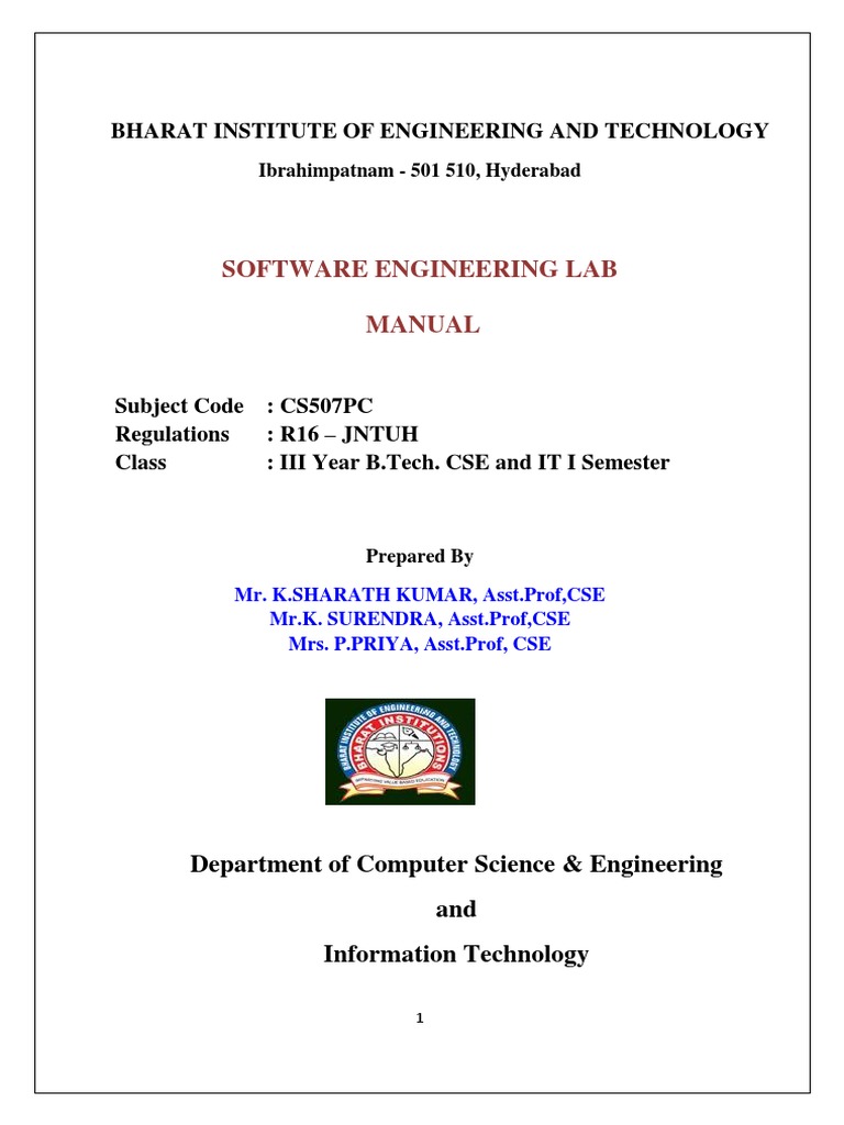 Bharat Institute Software Engineering Lab Manual | PDF | Auction | Unified Modeling Language