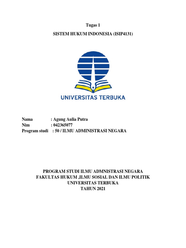 Tugas 1 SISTEM HUKUM INDONESIA - UT | PDF