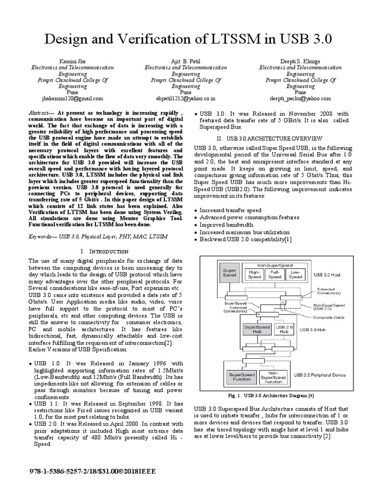 Design and Verification of LTSSM in USB 3.0: Kamini Jha Ajit. B. Patil Deepti.S. Khurge ...