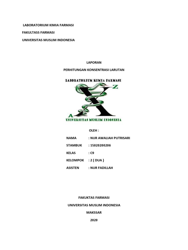 Laporan Perhitungan Konsentrasi Larutan | PDF | Sains & Matematika