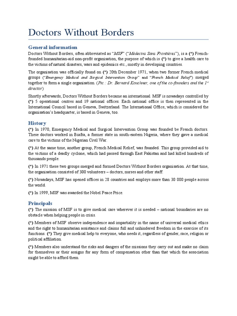 Doctor Without Borders - Presentation | PDF | Médecins Sans Frontières ...