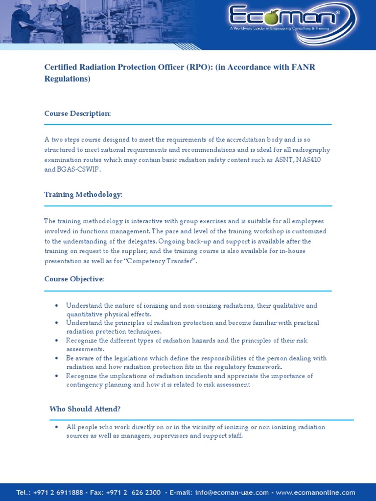 RPO Certification Course Overview | PDF | Ionizing Radiation ...