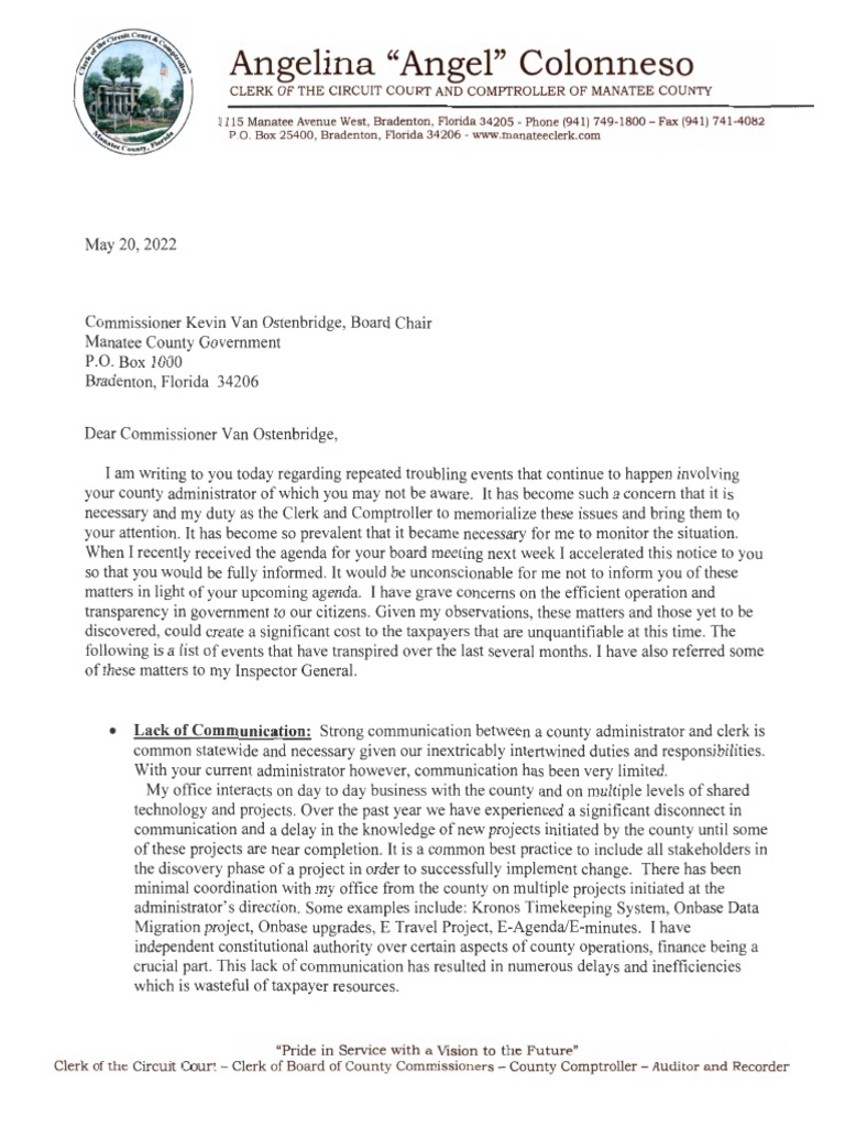 Letter To Board Chair Dated 5-22-2022 | PDF | Accounting | Financial ...