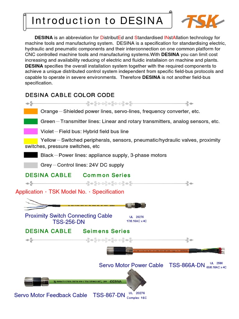 Introduction To DESINA: Desina Cable Color Code | PDF | Electric Motor ...