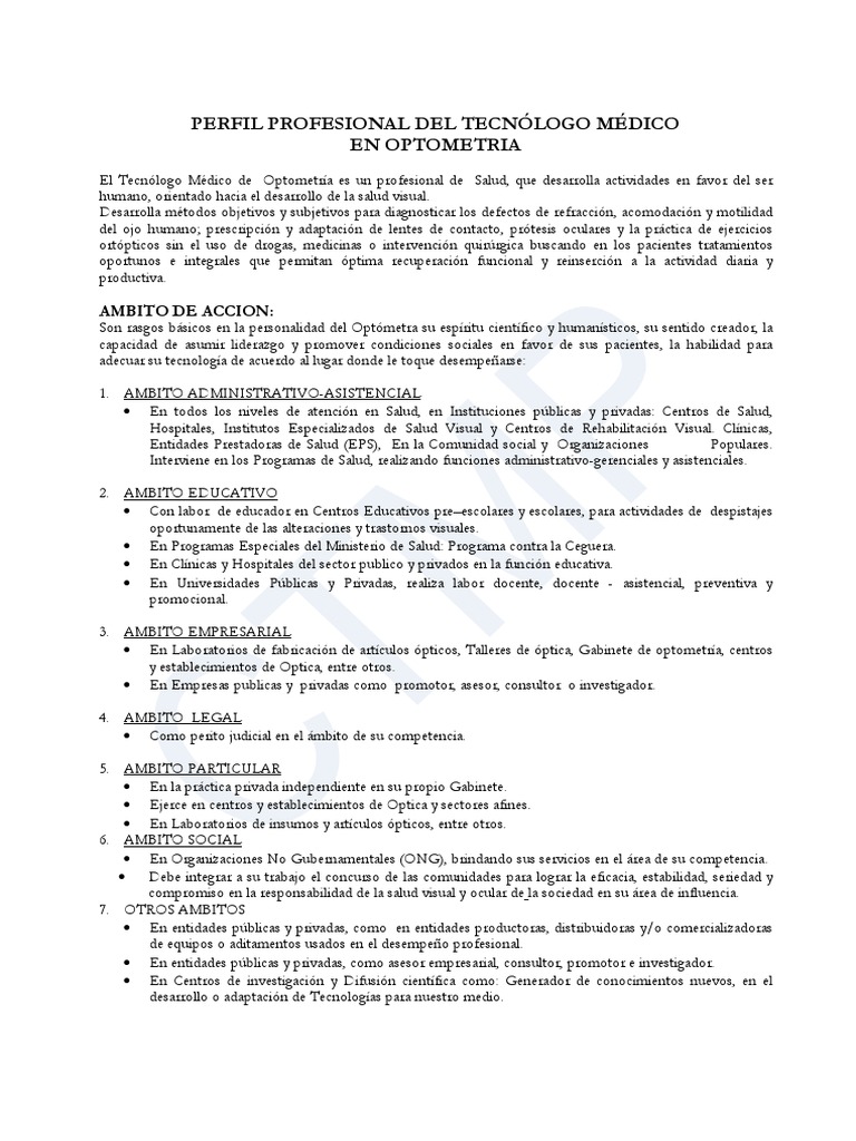 Perfil Profissional Tecnologo Medico Chile | Descargar gratis PDF ...