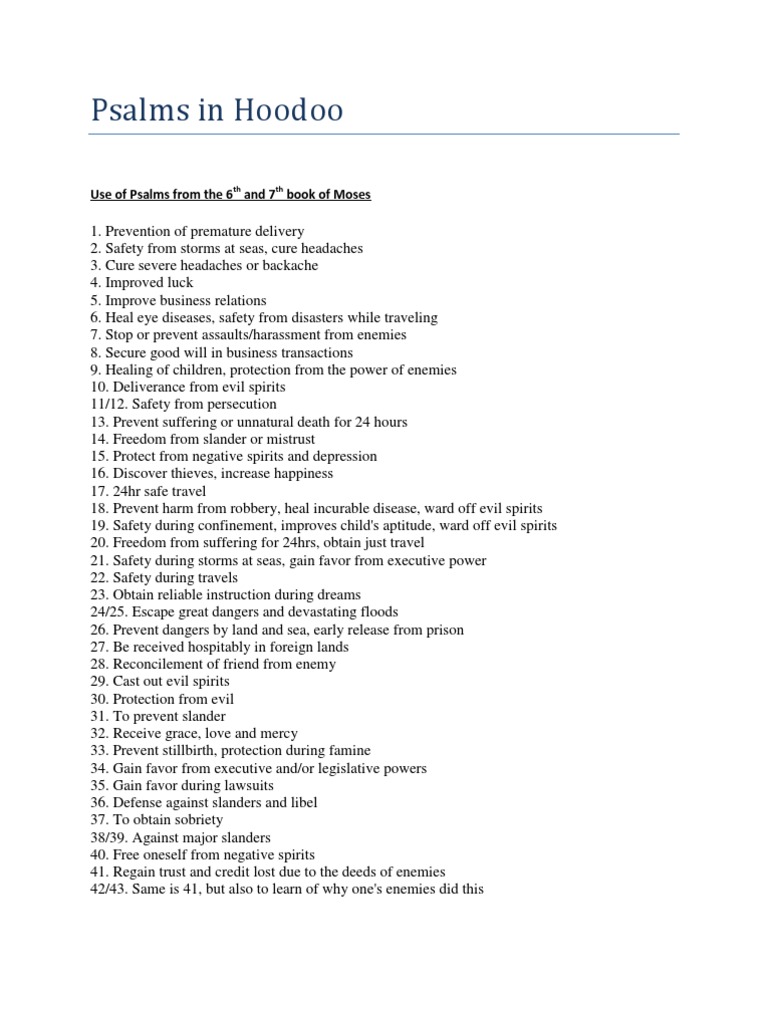 Use of Psalms in Hoodoo | PDF | Forgiveness | Prayer
