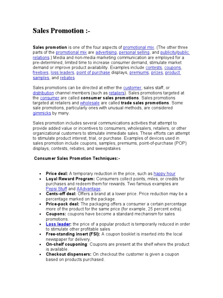Sales Promotion | PDF | Sales | Promotion (Marketing)