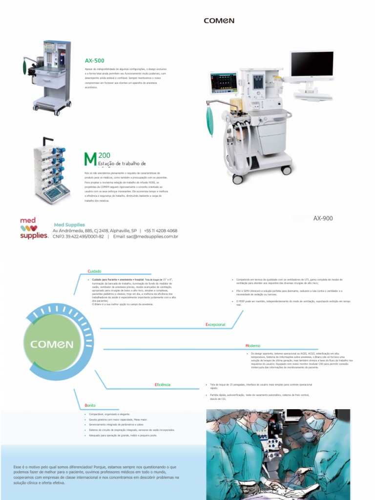 Aparelho de Anestesia Comen AX-900 | PDF | Pressão | Tempo