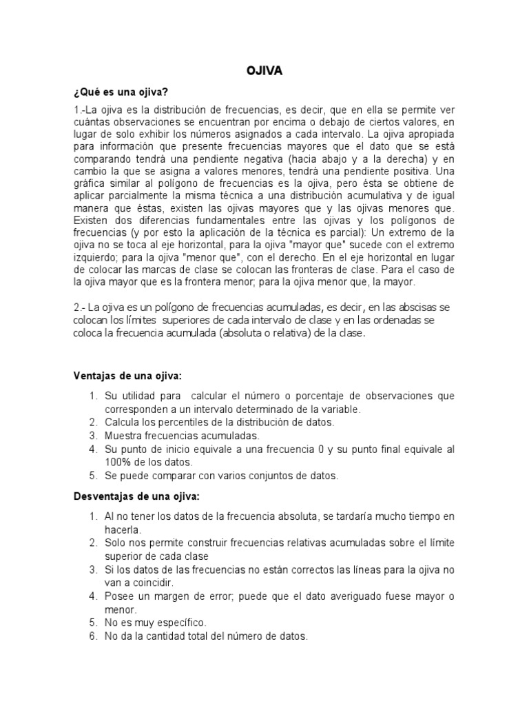 Ojiva Estadistica | PDF | Frecuencia | Sistema de coordenadas Cartesianas