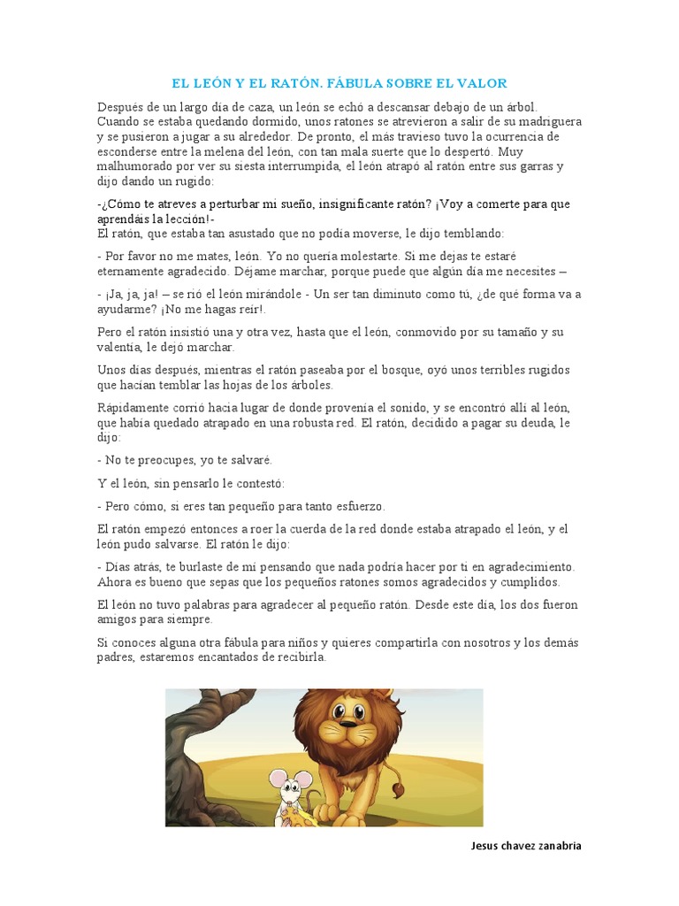 El León y El Ratón Fabula | PDF