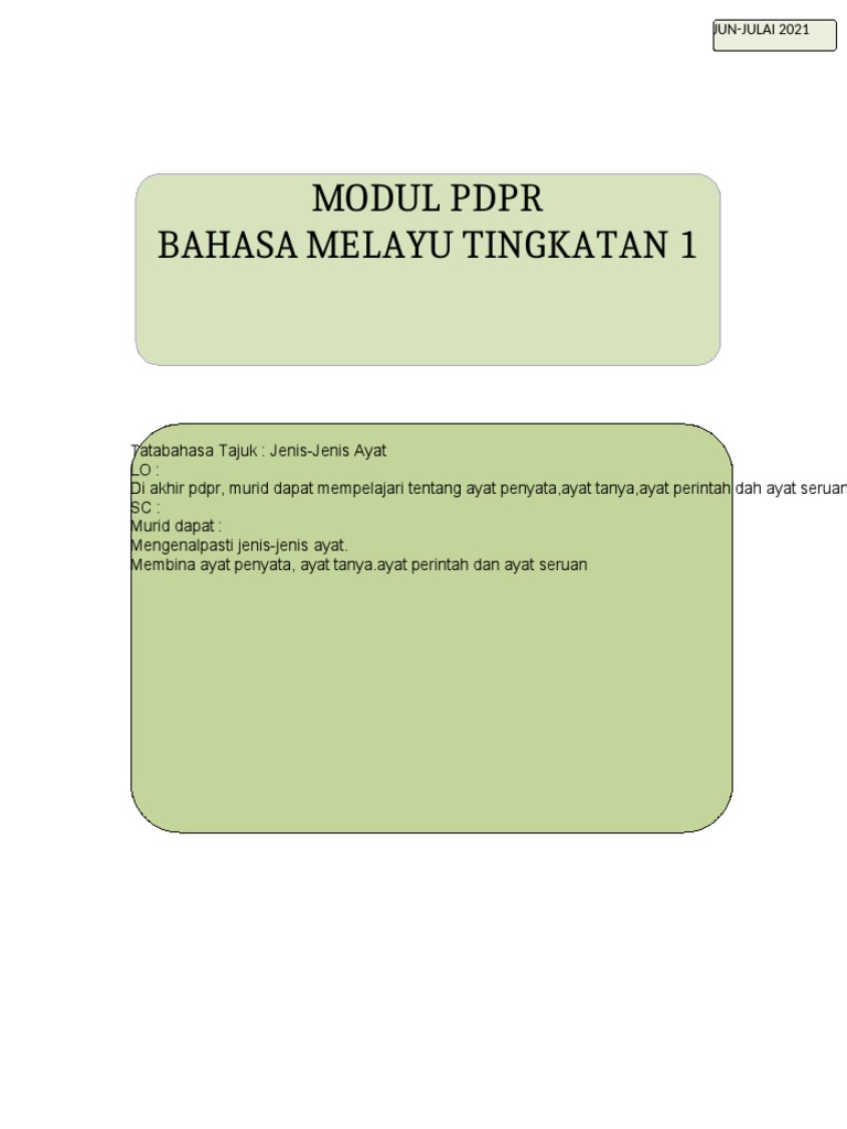 Jenis Jenis Ayat Bahasa Melayu Pdf