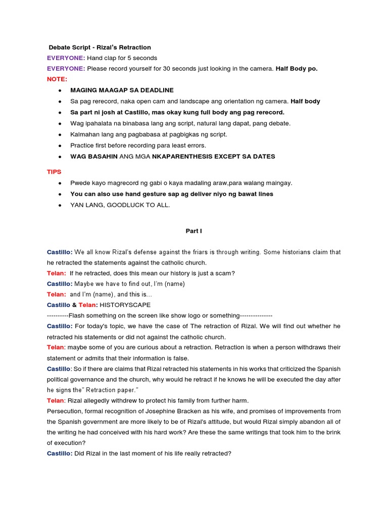 Debate's Script - Final | Download Free PDF | Witness | Argument