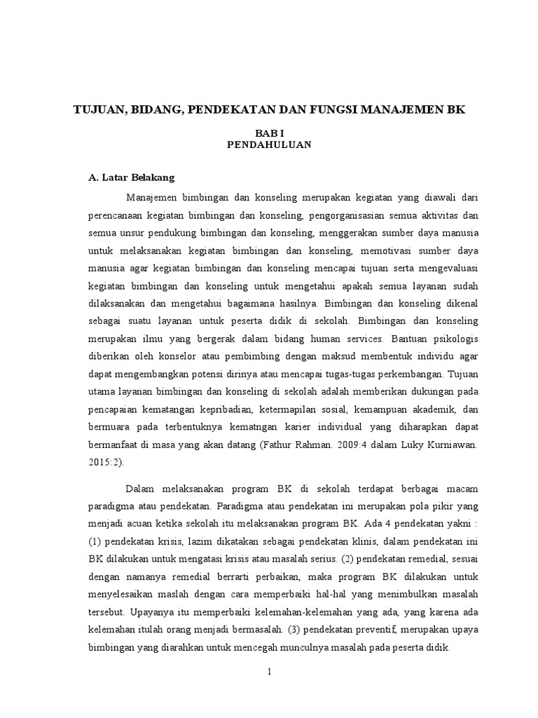 Tujuan dan Fungsi Manajemen BK Sekolah | PDF