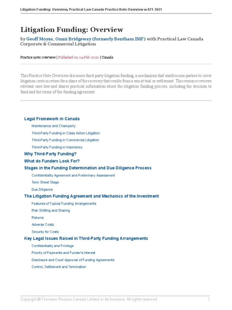 Litigation Funding - Overview | Download Free PDF | Costs In English ...