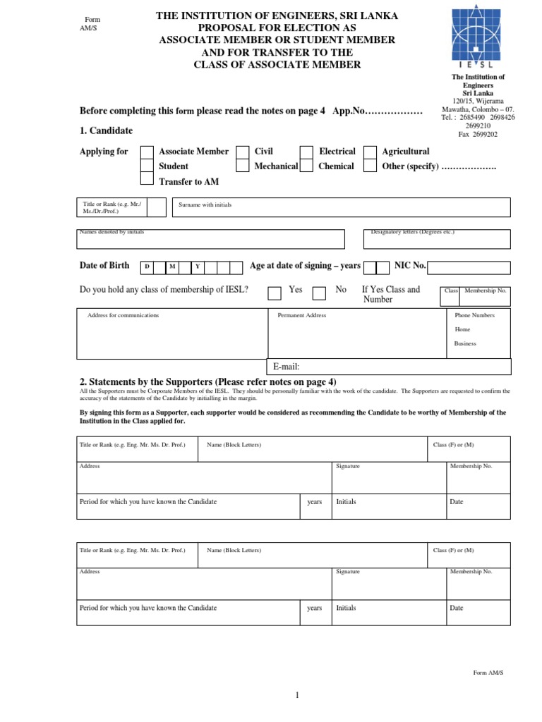 Form Am & S | PDF
