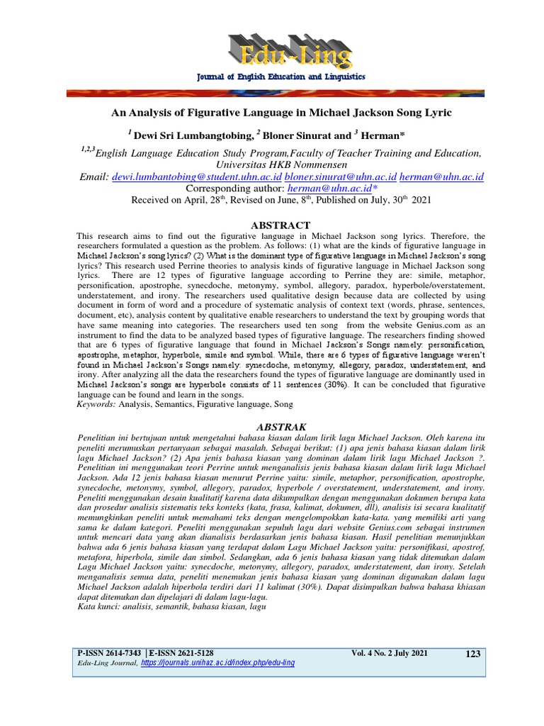Figurative Language in Michael Jackson's Lyrics | PDF | Qualitative ...