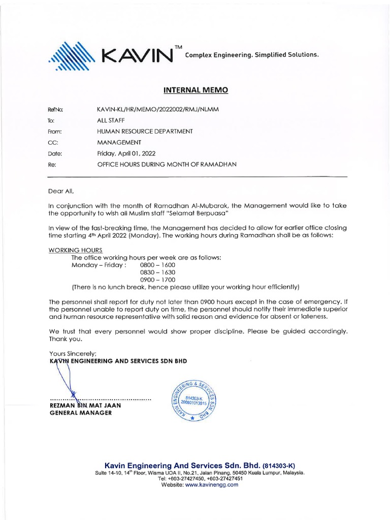 Memo Ramadhan Office Hours | PDF