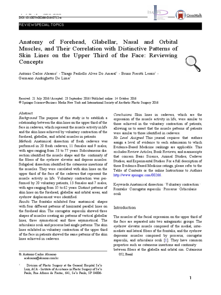Anatomy of Forehead, Glabellar, Nasal and Orbital Muscles | PDF | Human ...