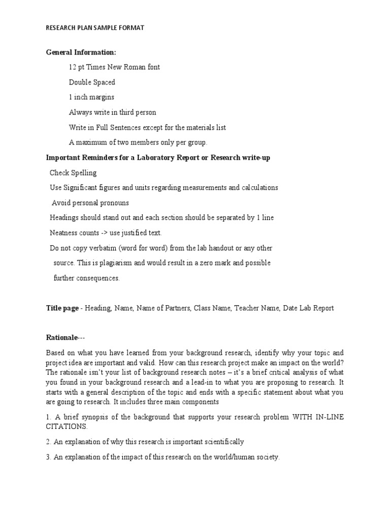 Research Plan Guide for Students | PDF | Experiment | Citation