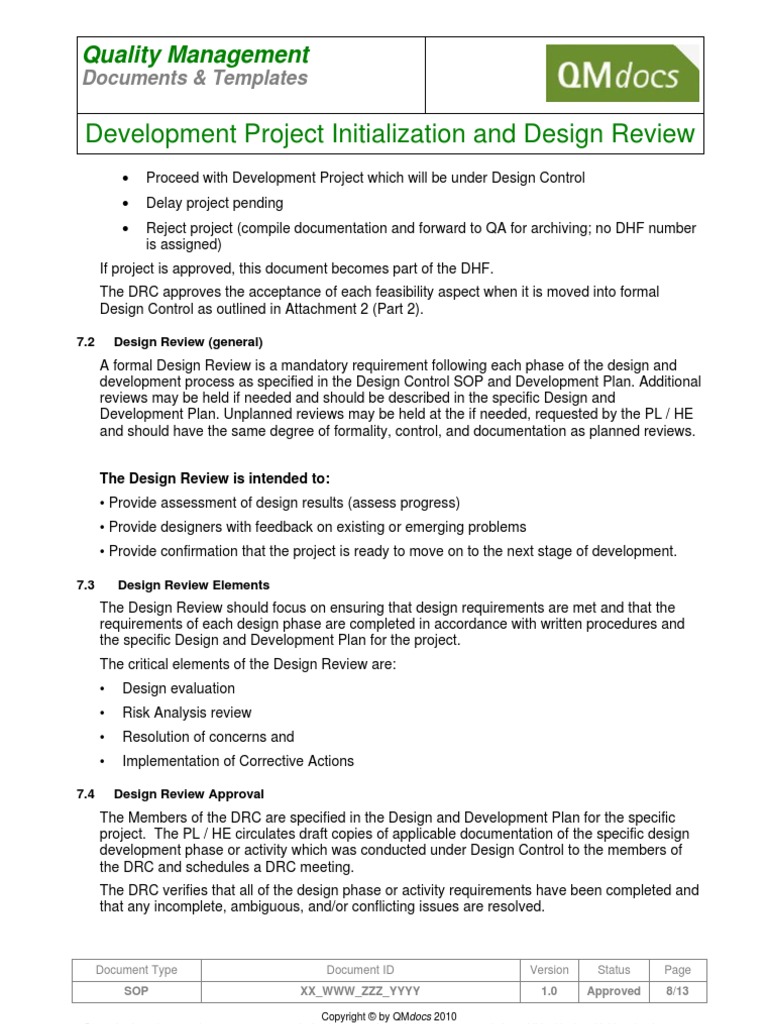Development Project Initialization and Design Review | PDF