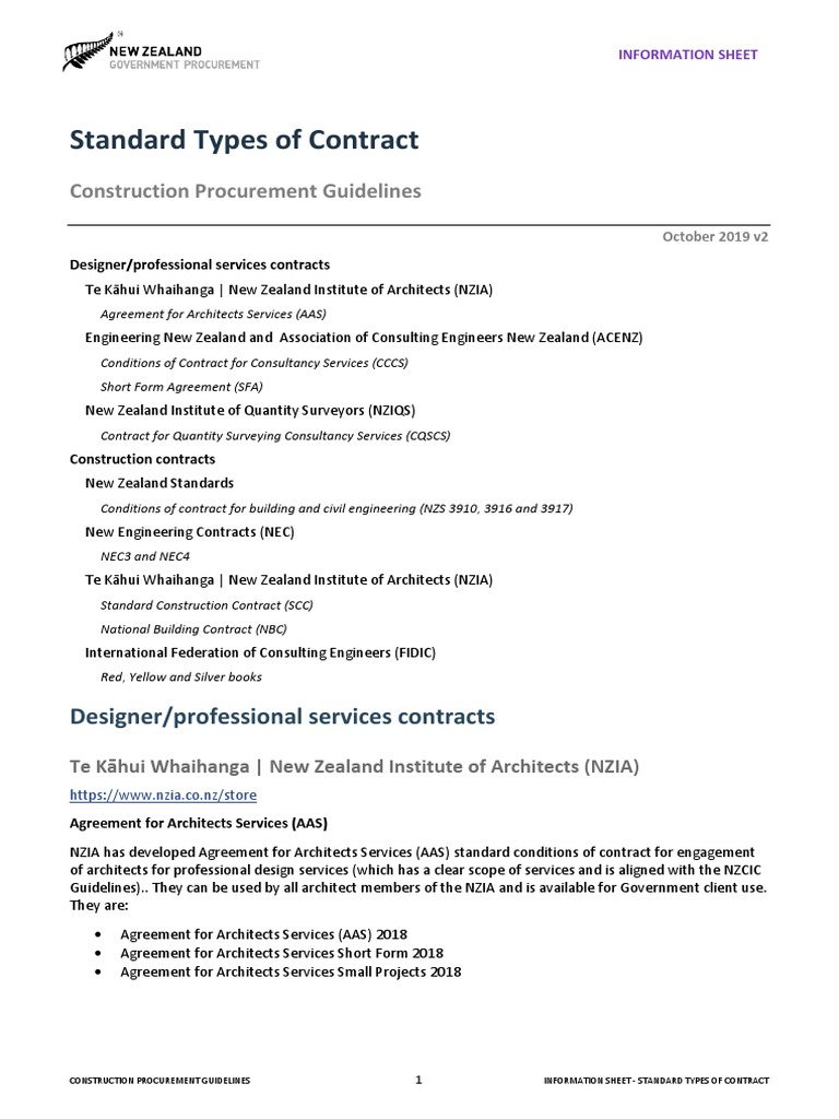 Standard Types of Contract: Construction Procurement Guidelines | PDF ...
