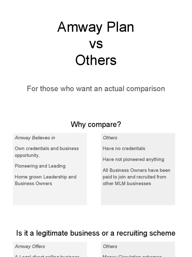 Amway Plan Vs Others | Download Free PDF | Multi Level Marketing ...