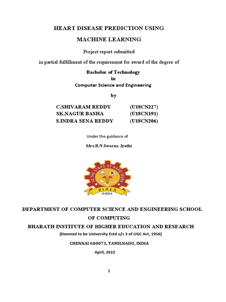 Heart Disease Prediction Using Machine Learning Report | PDF ...