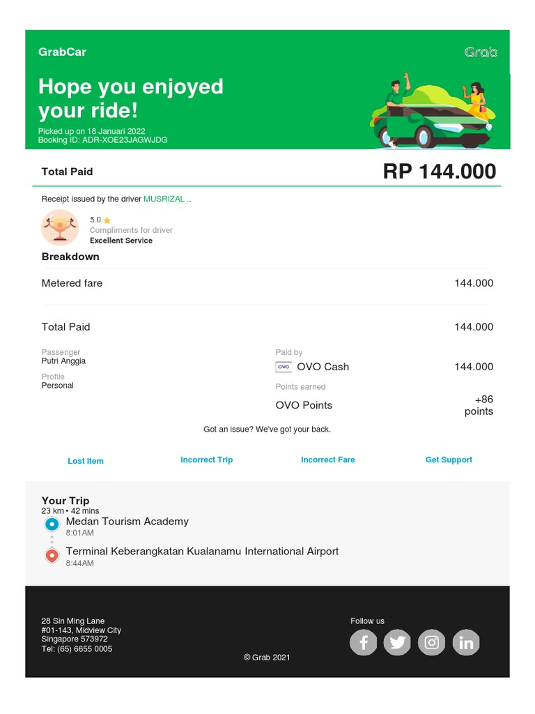 Hope You Enjoyed Your Ride!: Grabcar | PDF | Transport | Public Transport