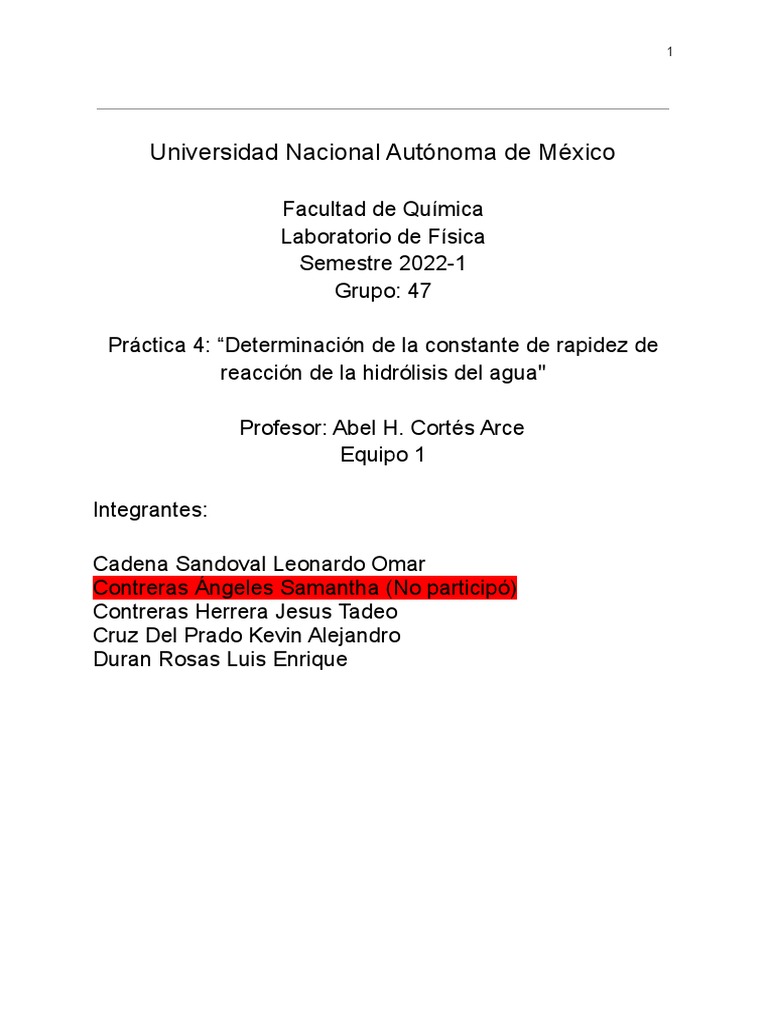 Práctica 4 Labfisica Pdf Agua Química Física