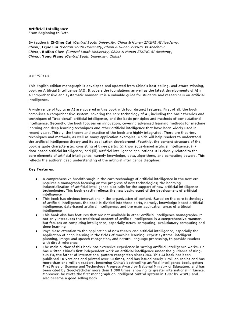 Artificial Intelligence | PDF | Intelligence (AI) & Semantics ...