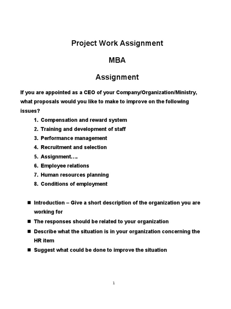 Project Work Assignment | PDF | Human Resource Management | Recruitment