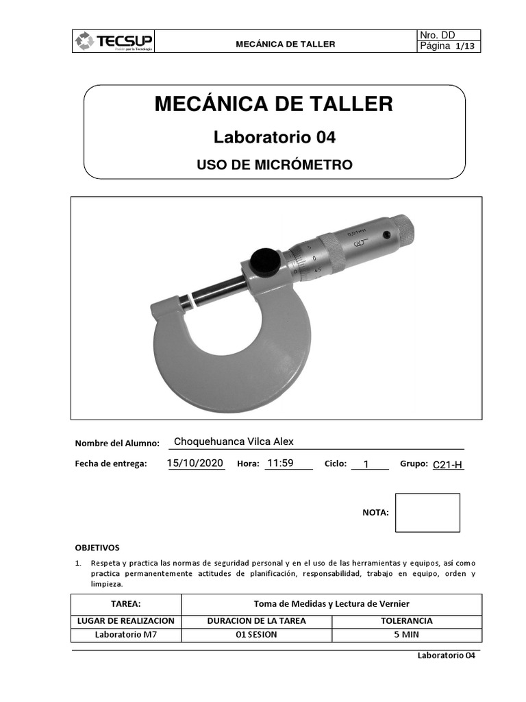 Micrometro | PDF | Science | Instrumento de medición