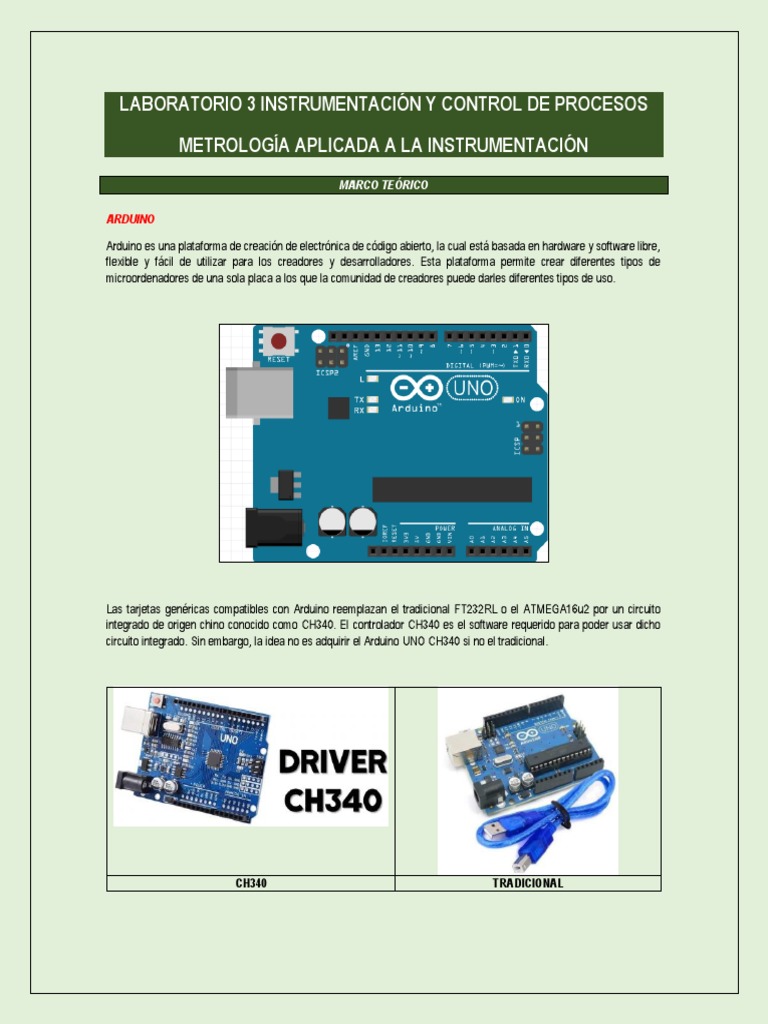Laboratorio 3 Instrumentación y Control de Procesos | PDF | Arduino | Pantalla de cristal líquido